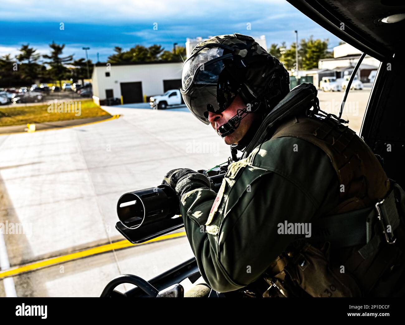 U.S. Marines assigned to Marine Aircraft Group 49, conduct aerial ...