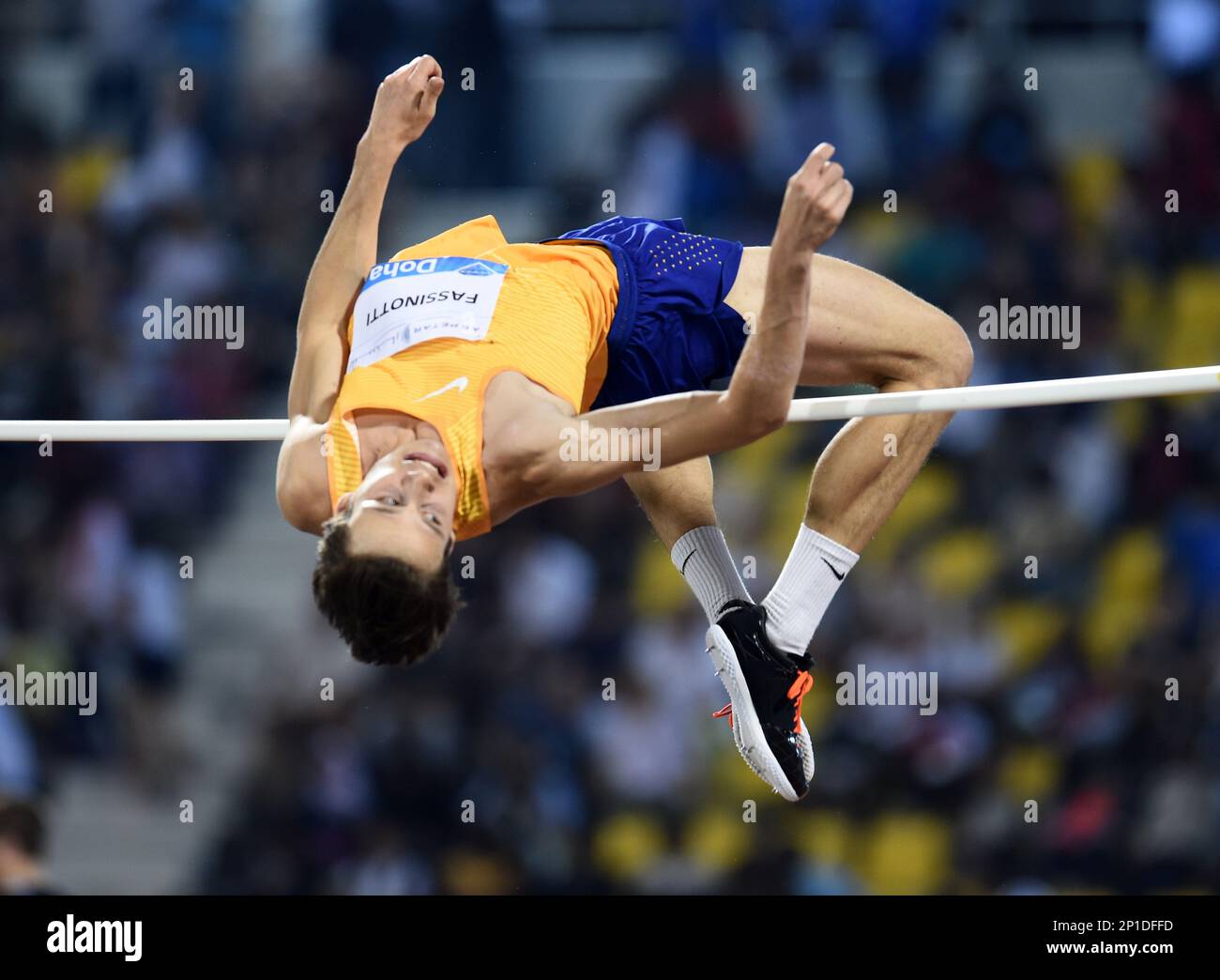Marco Fassinotti (ITA) places third in the high jump at 7-6 (2.29m ...