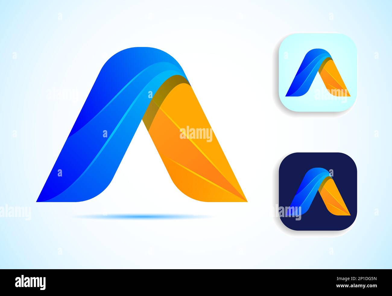 Abstract origami initial alphabet A logo design. Multi-color gradient ...