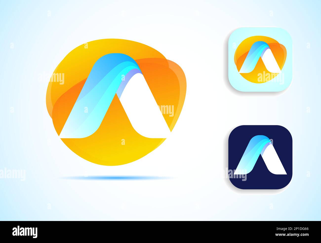 Abstract origami initial alphabet A logo design. Multi-color gradient ...