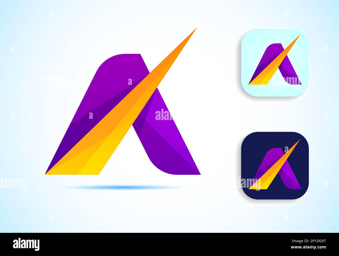 Abstract origami initial alphabet A logo design. Multi-color gradient ...