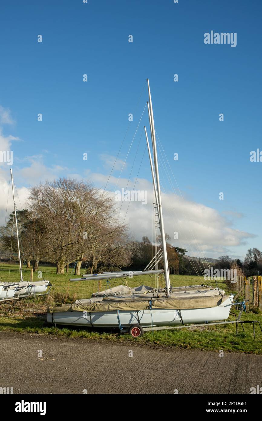 February 2023 - Collection of small dingies in outside storage at the ...