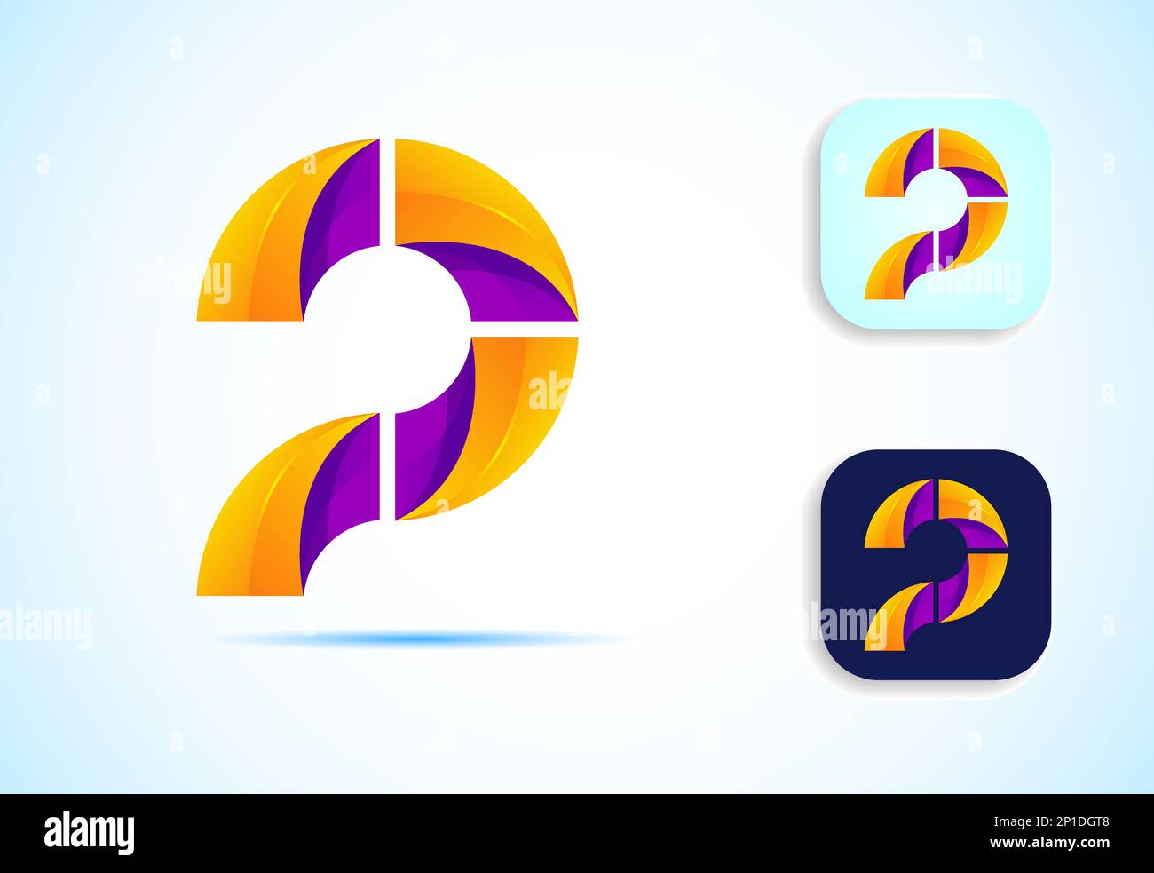 Abstract origami initial alphabet P logo design. Multi-color gradient ...