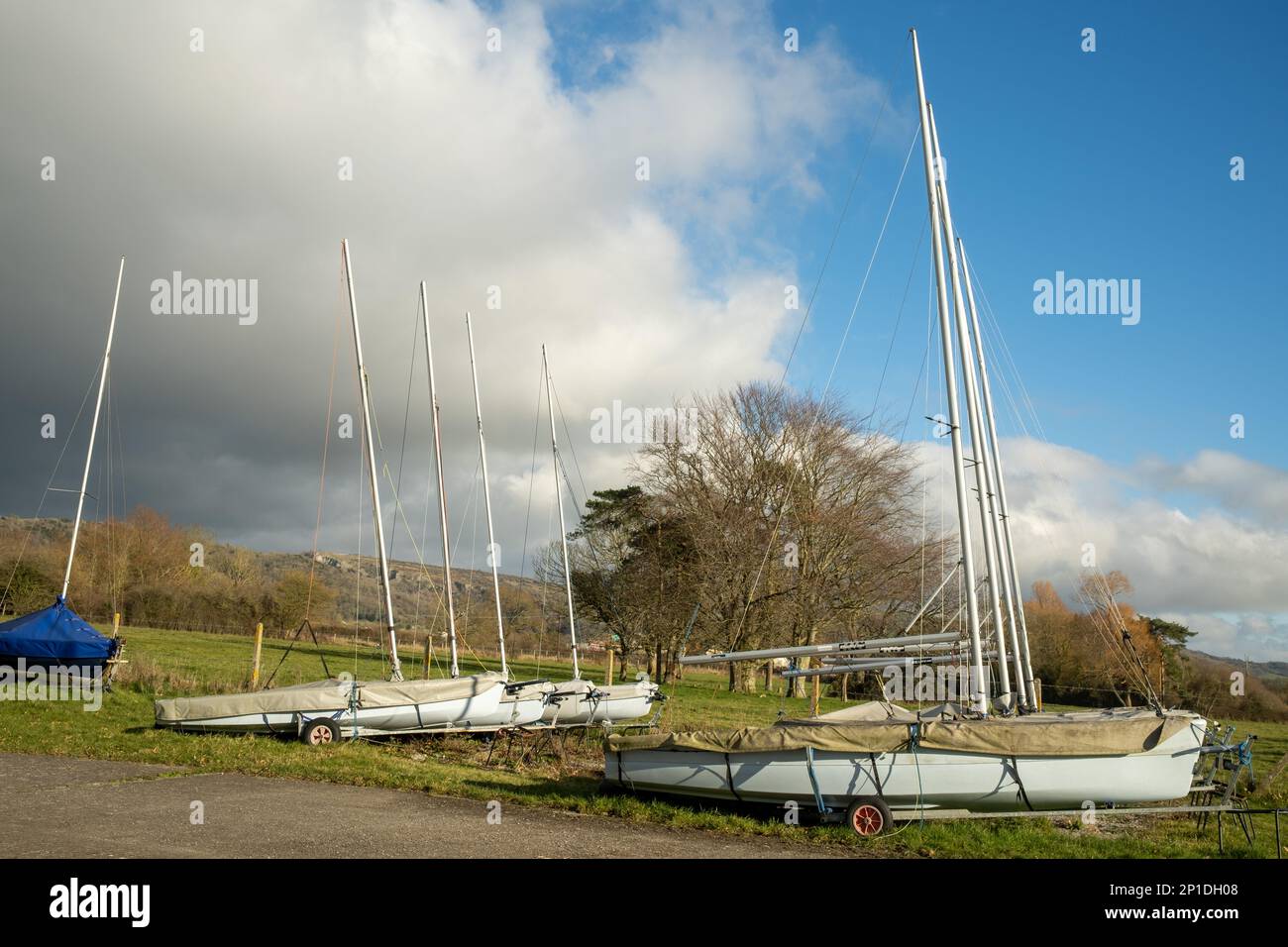 February 2023 - Collection of small dingies in outside storage at the ...