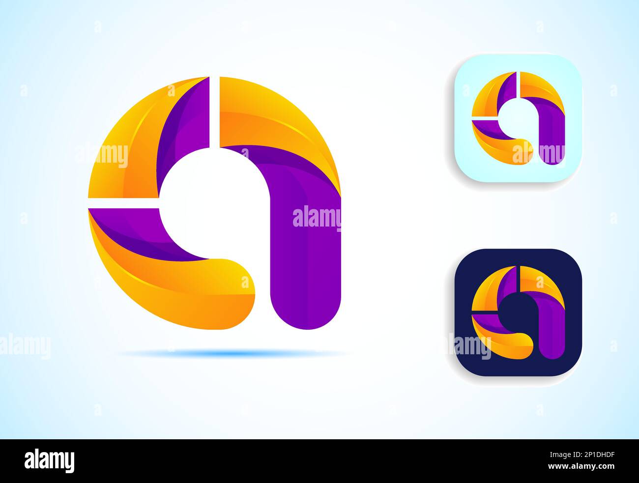 Abstract origami initial alphabet A logo design. Multi-color gradient ...