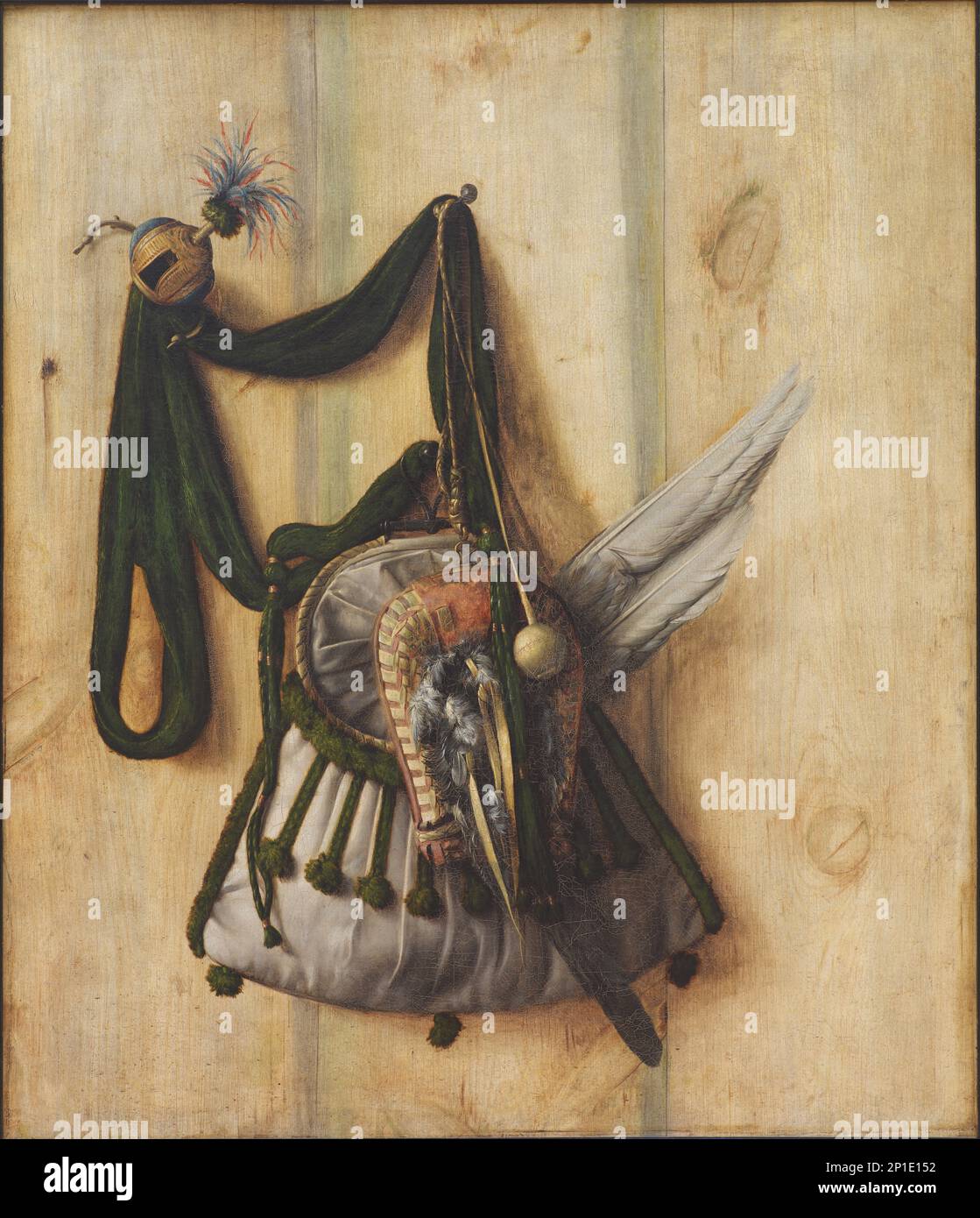 Trompe l'Oeil with Falconer's Bag and other Equipment for Falconry; a ...