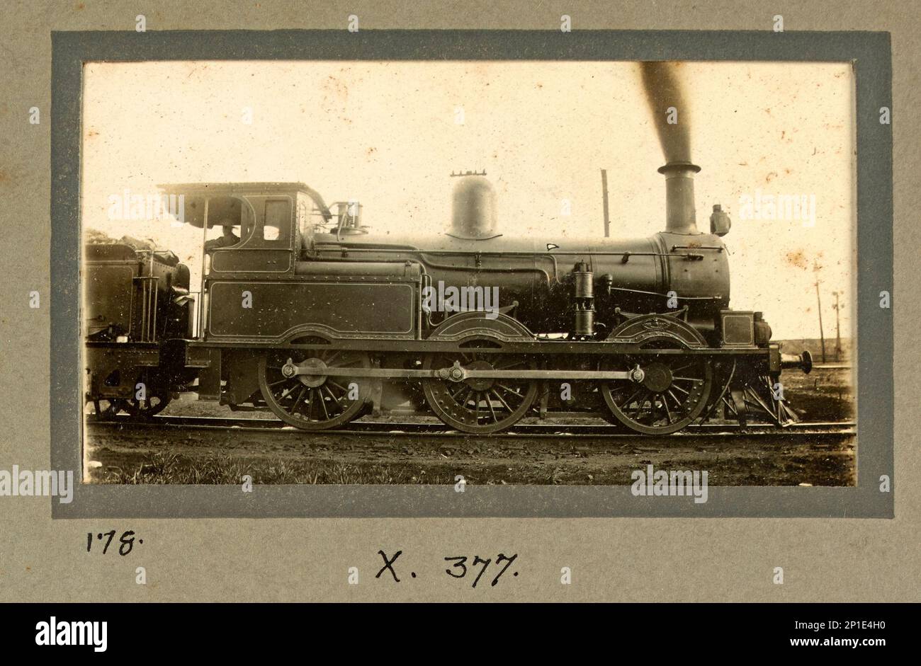 Page of historical photos of steam locomotives, circa 1890 Stock Photo ...