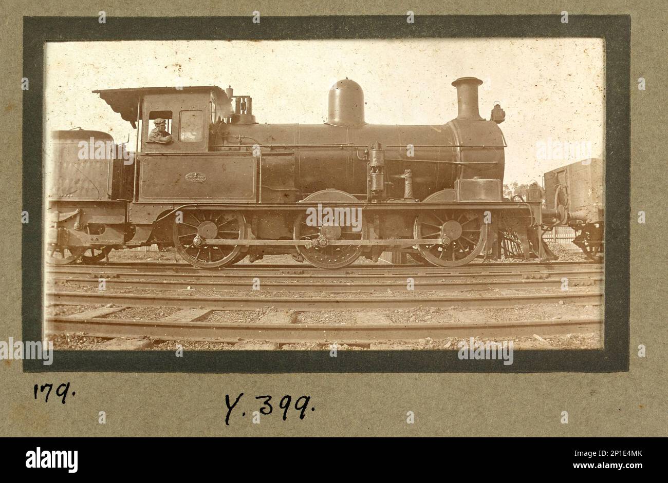Page of historical photos of steam locomotives, circa 1890 Stock Photo ...