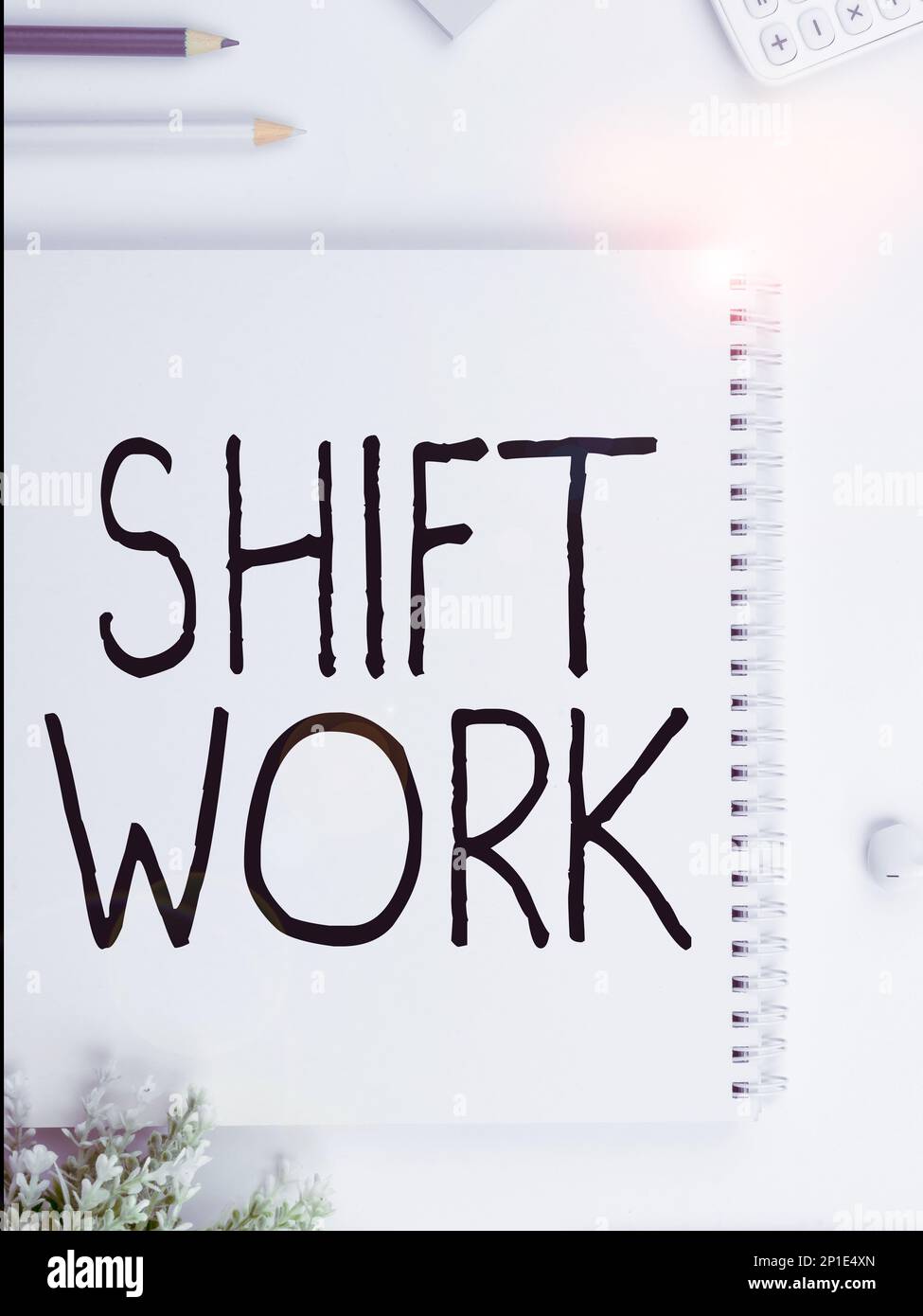 Handwriting text Shift Work. Word Written on work comprising periods in ...