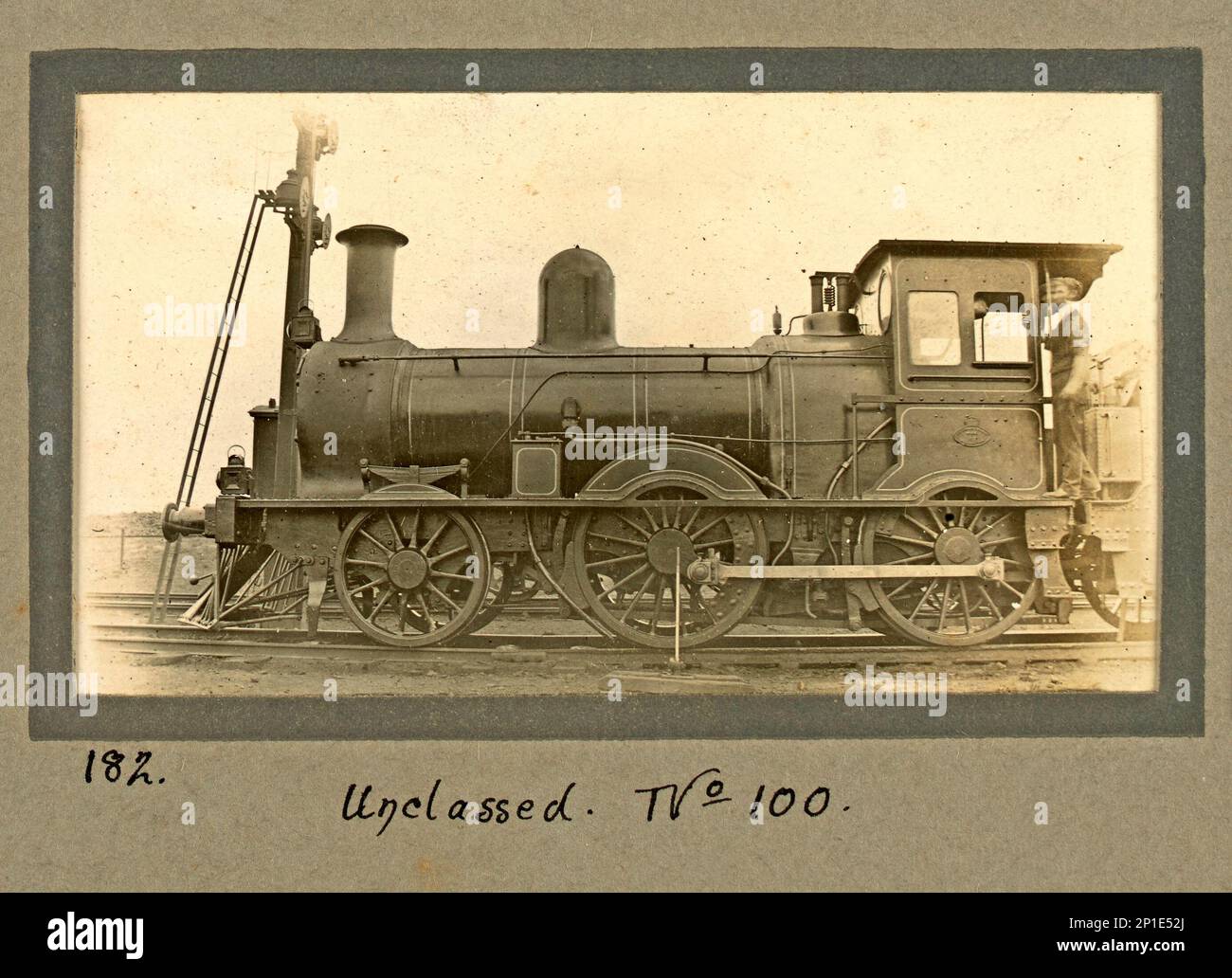 Page of historical photos of steam locomotives, circa 1890 Stock Photo ...