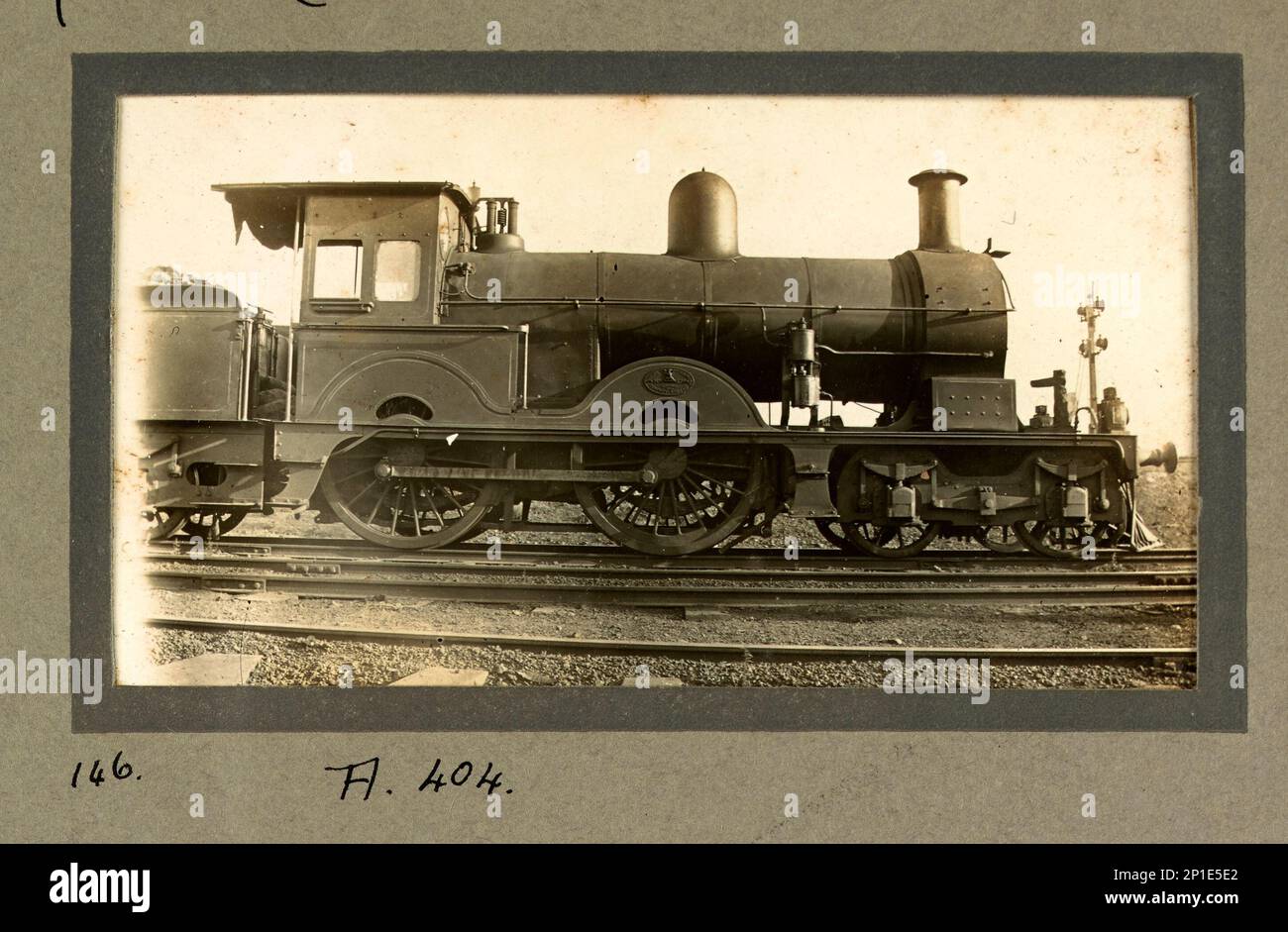 Page of historical photos of steam locomotives, circa 1890 Stock Photo ...