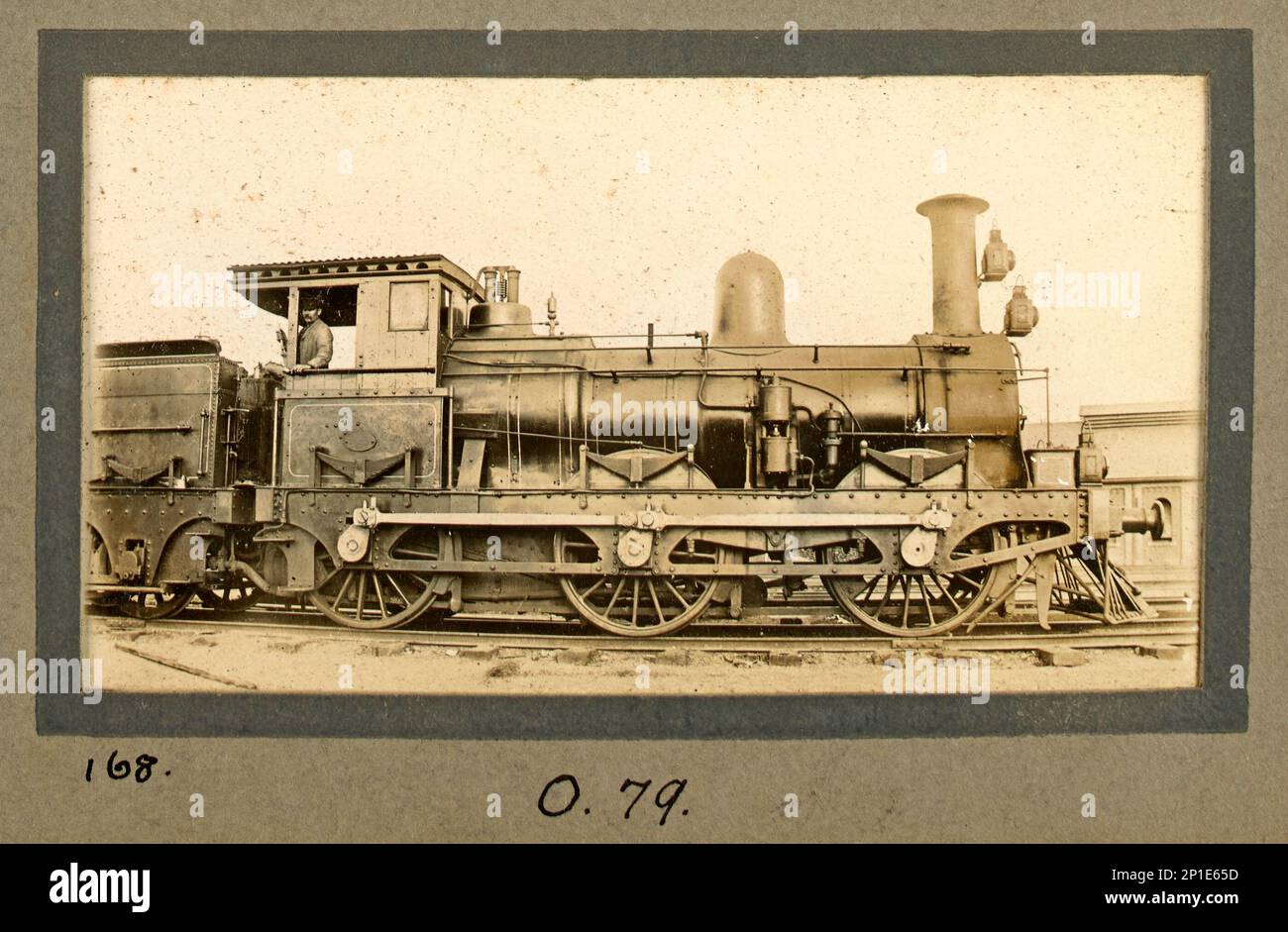 Page of historical photos of steam locomotives, circa 1890 Stock Photo ...