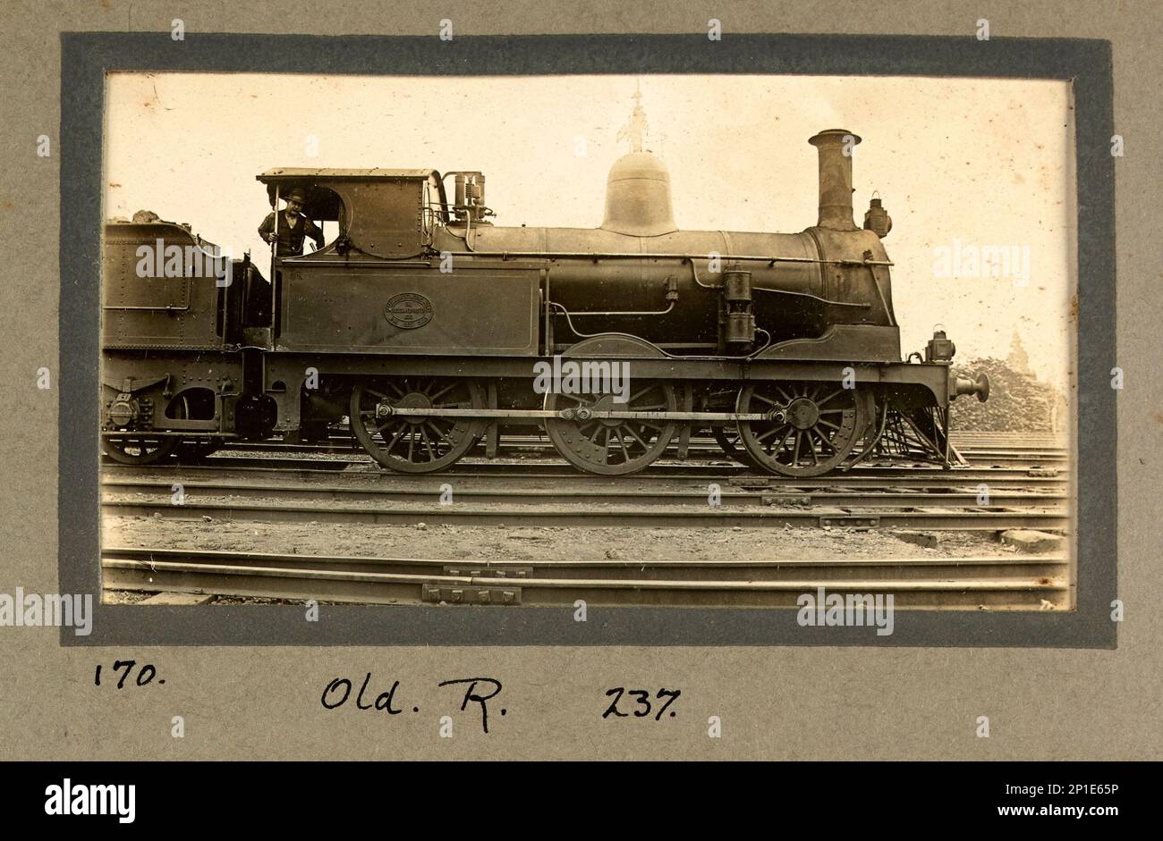 Page of historical photos of steam locomotives, circa 1890 Stock Photo ...