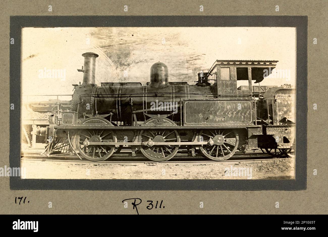 Page of historical photos of steam locomotives, circa 1890 Stock Photo ...