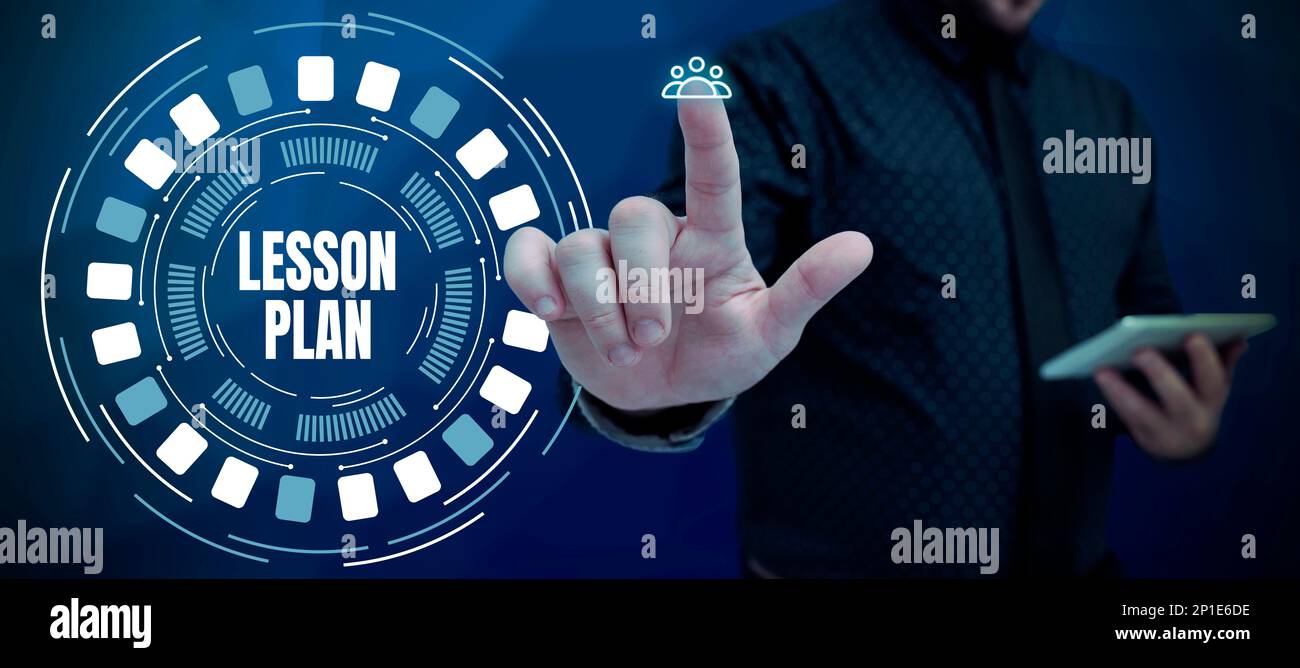 Hand writing sign Lesson Plan. Business showcase a teacher's detailed ...