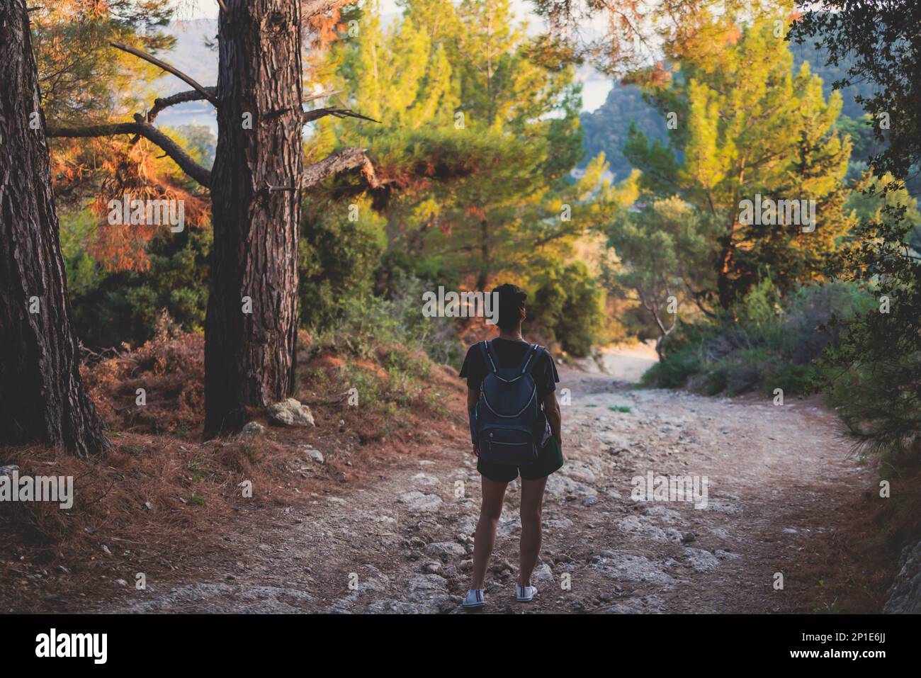 View of hiking trail from Paleokastritsa to Lakones, Old Donkey path ...