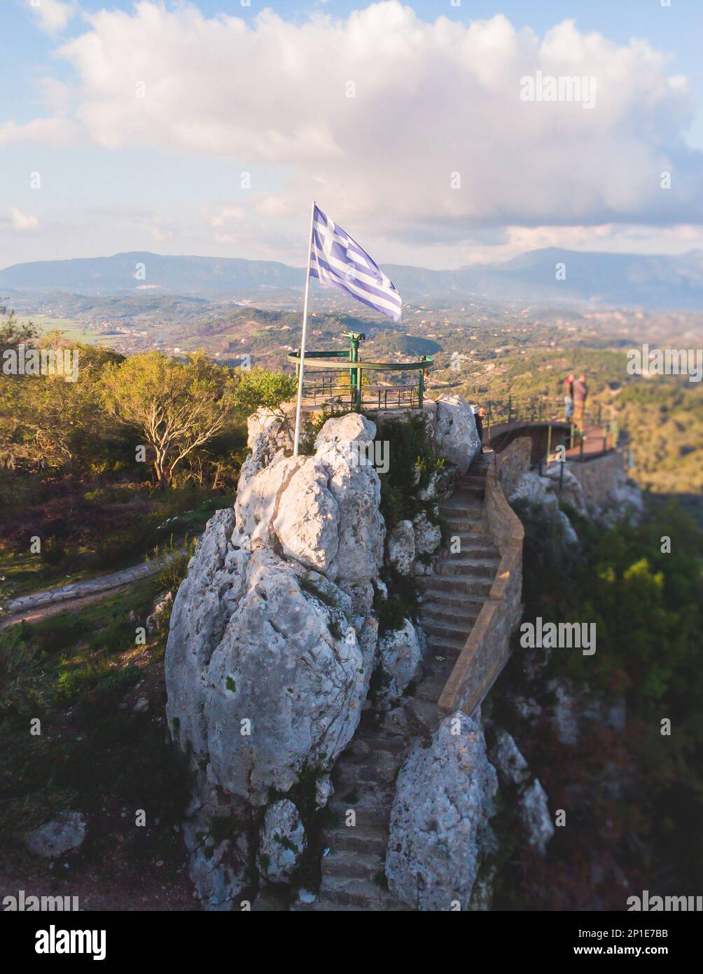 View of Kaiser's Throne observation deck lookout, Pelekas village ...