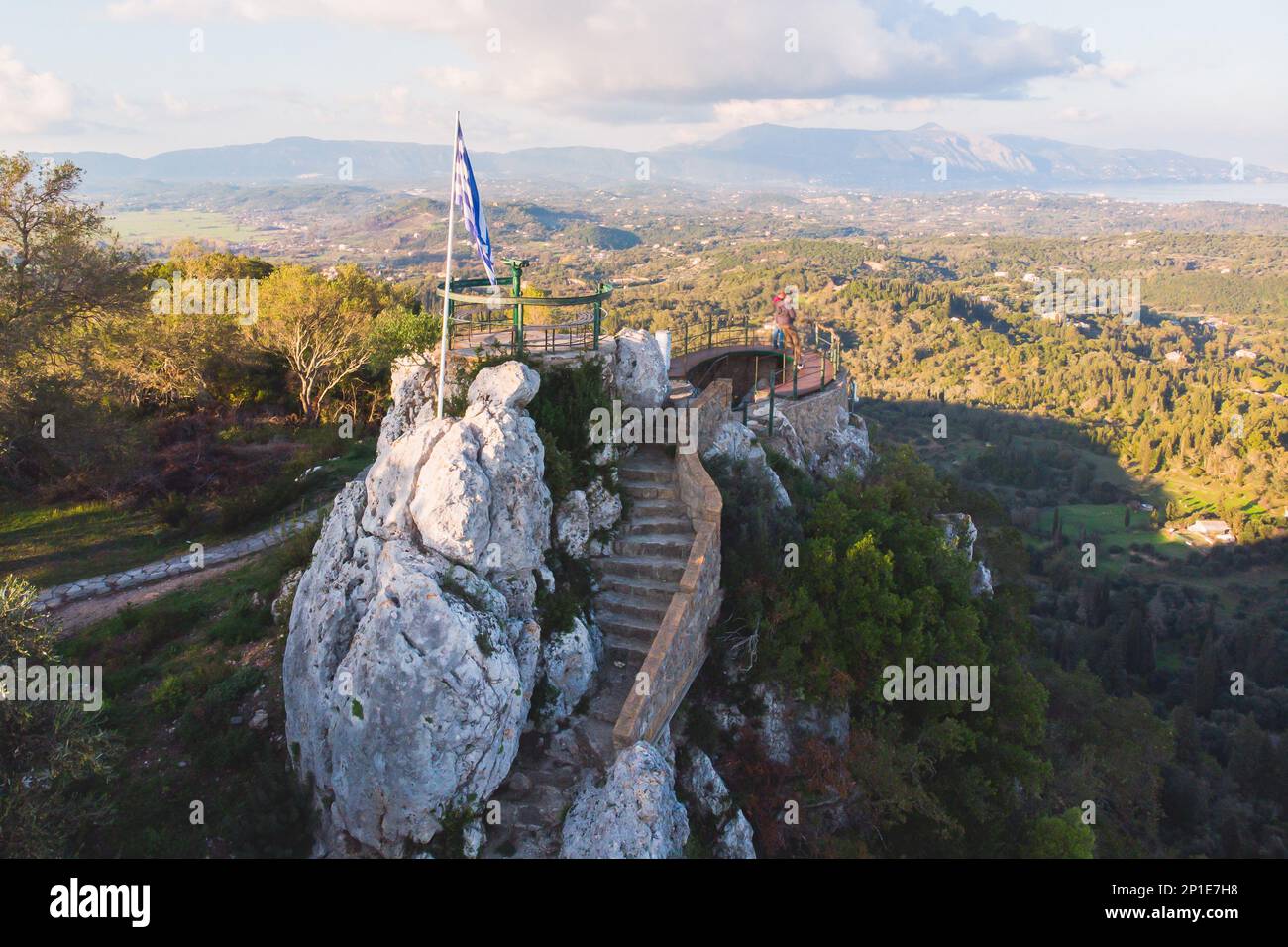 View of Kaiser's Throne observation deck lookout, Pelekas village ...