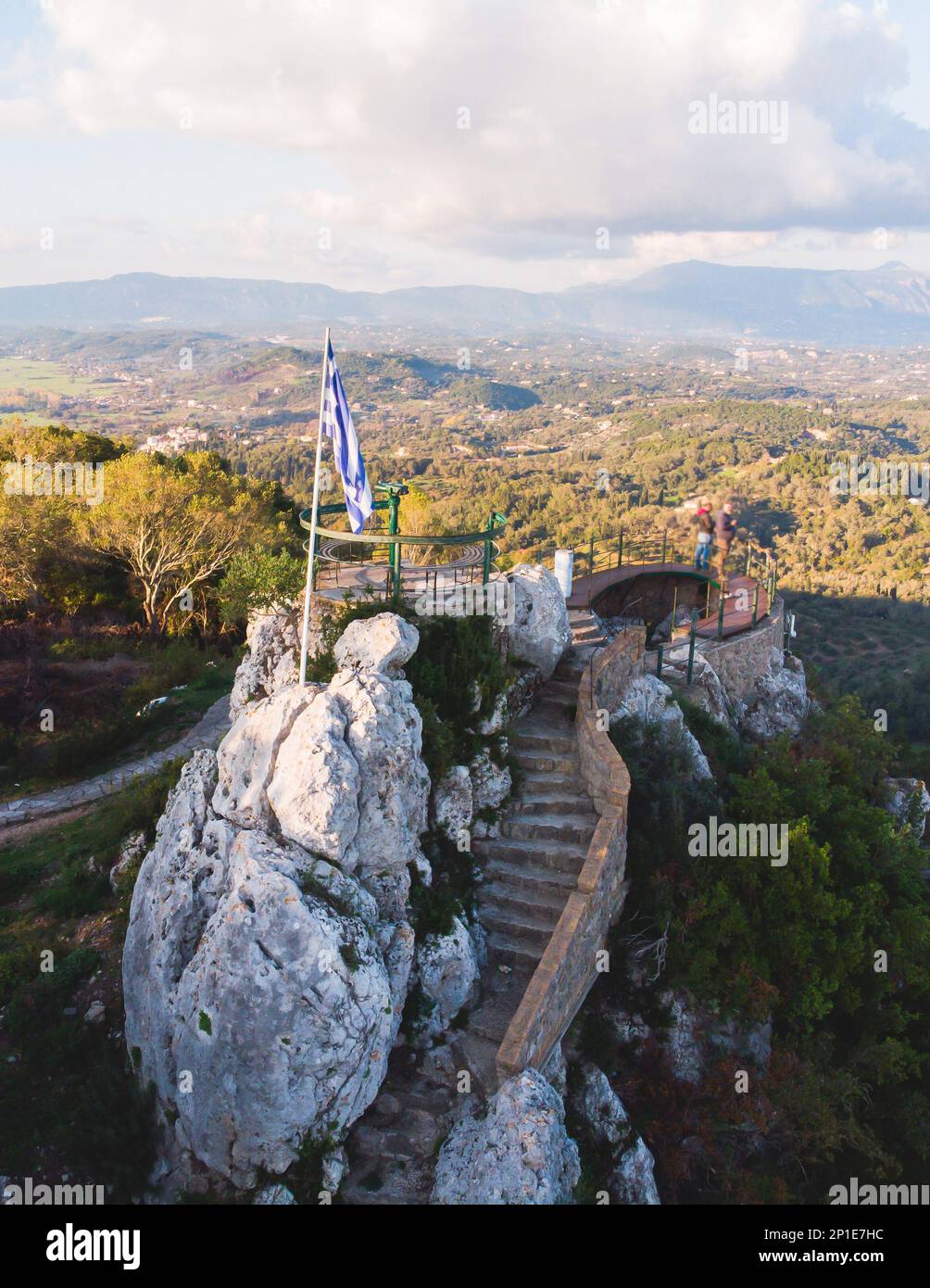 View of Kaiser's Throne observation deck lookout, Pelekas village ...