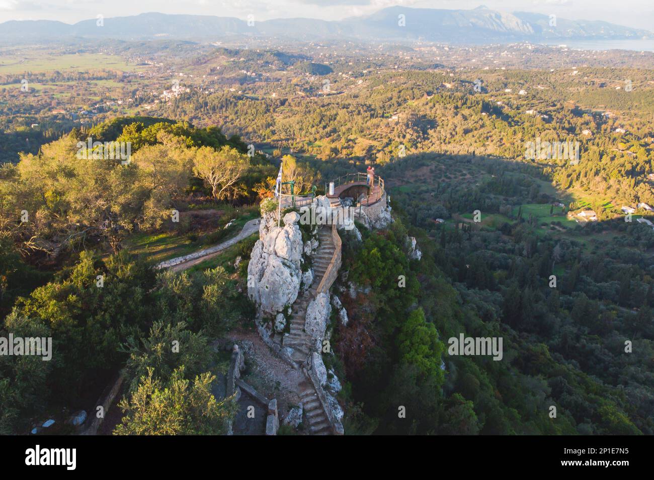 View of Kaiser's Throne observation deck lookout, Pelekas village ...