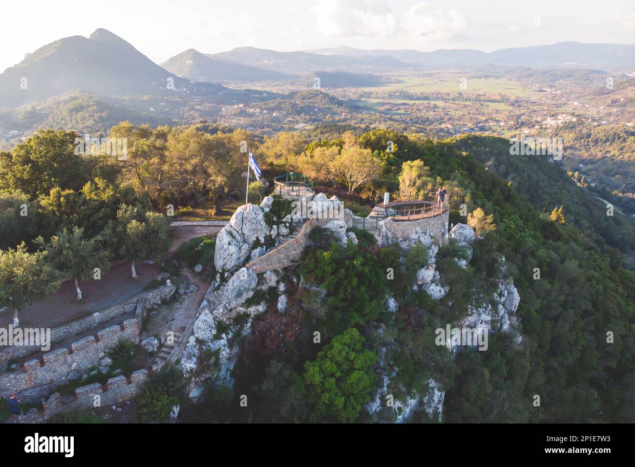 View of Kaiser's Throne observation deck lookout, Pelekas village ...