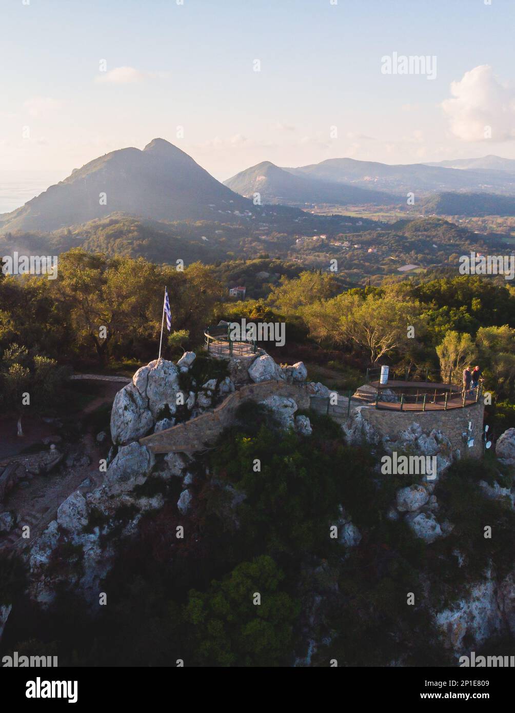View of Kaiser's Throne observation deck lookout, Pelekas village ...