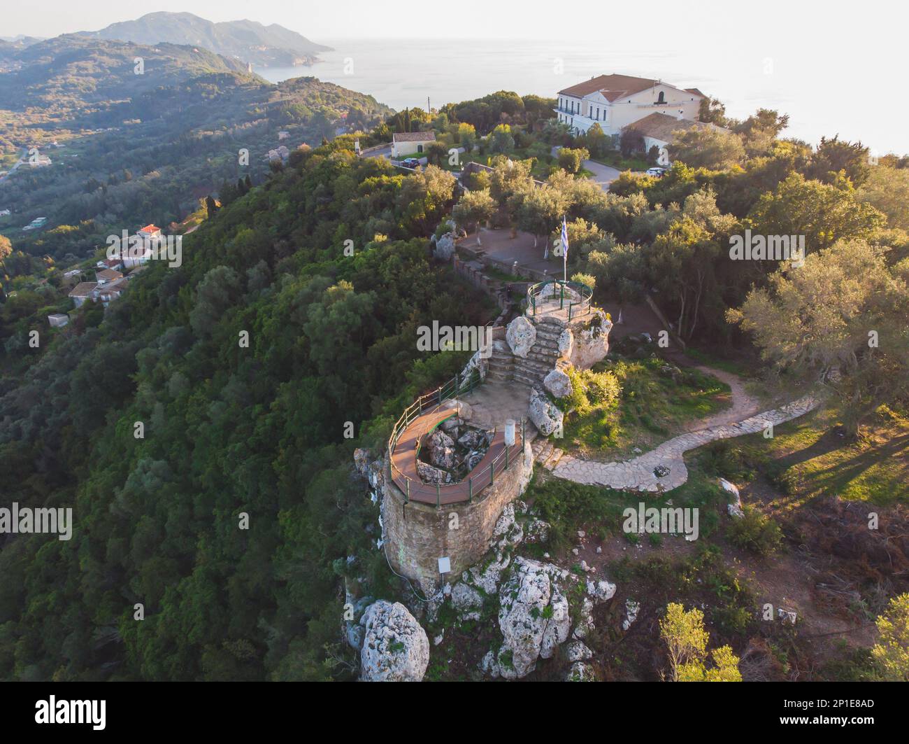 View of Kaiser's Throne observation deck lookout, Pelekas village ...