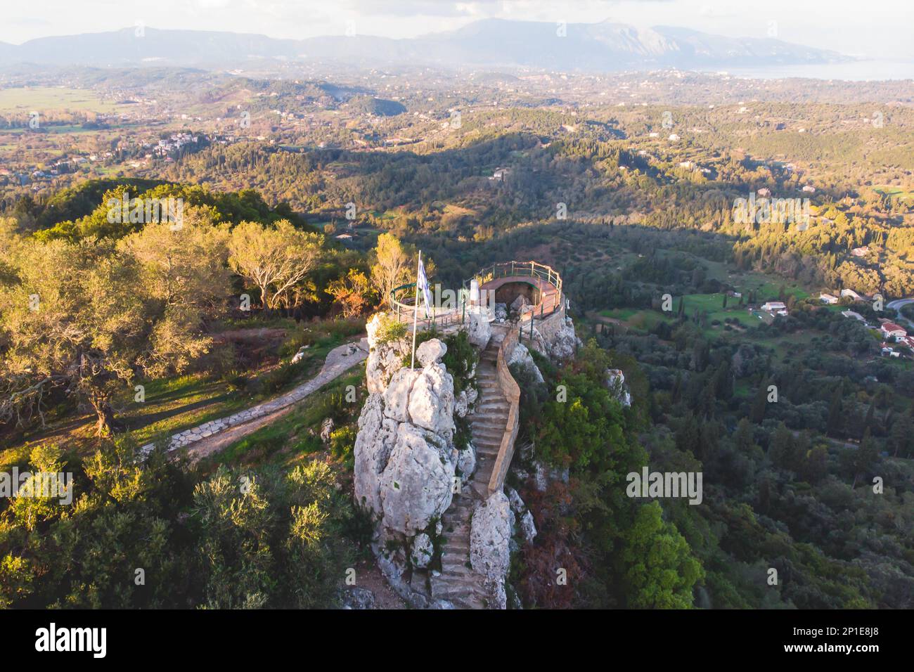 View of Kaiser's Throne observation deck lookout, Pelekas village ...