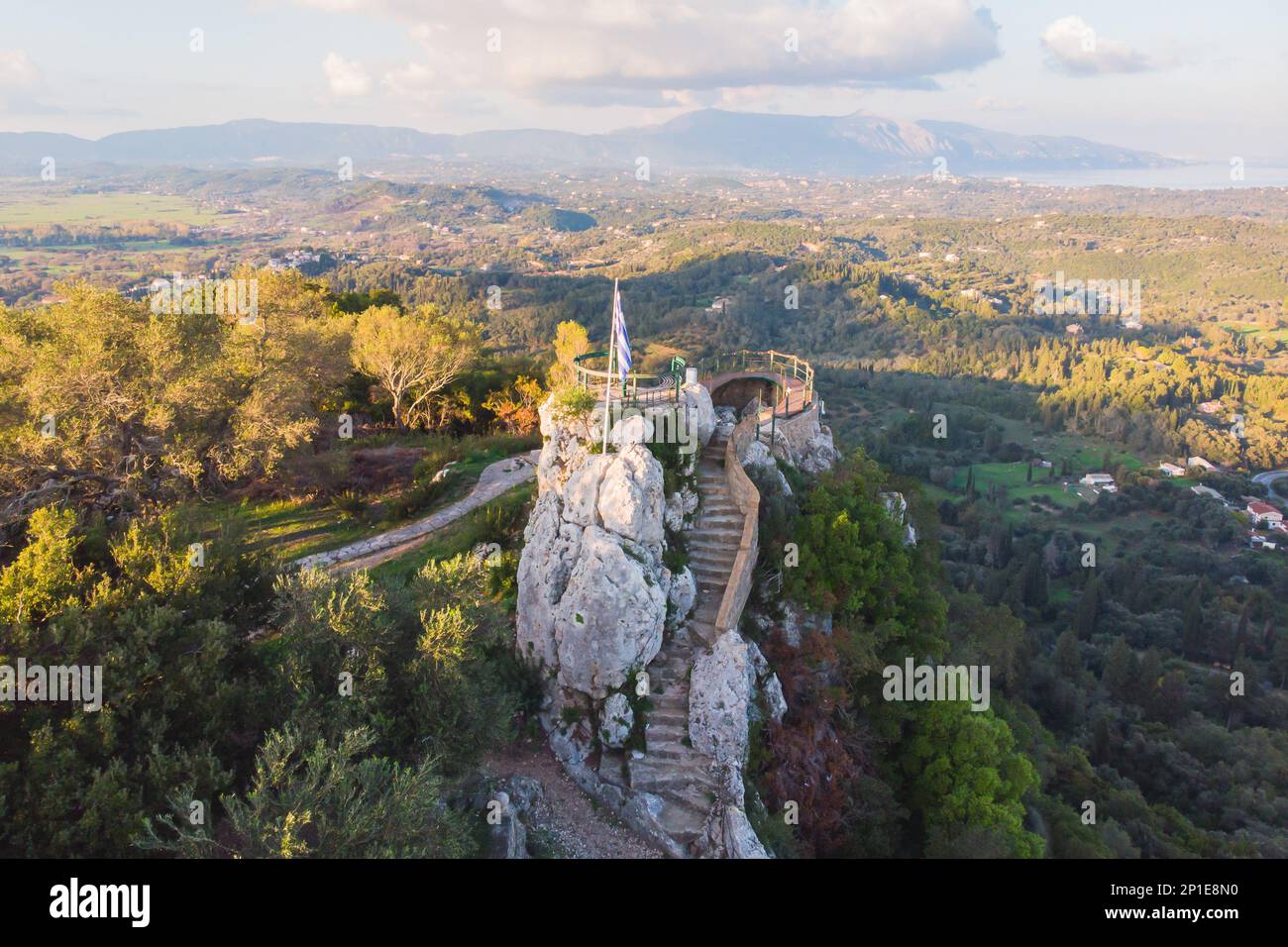 View of Kaiser's Throne observation deck lookout, Pelekas village ...
