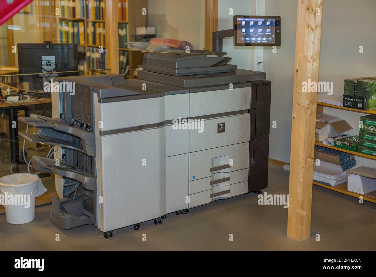 Interior office building with SHARP color laser multifunction printer ...