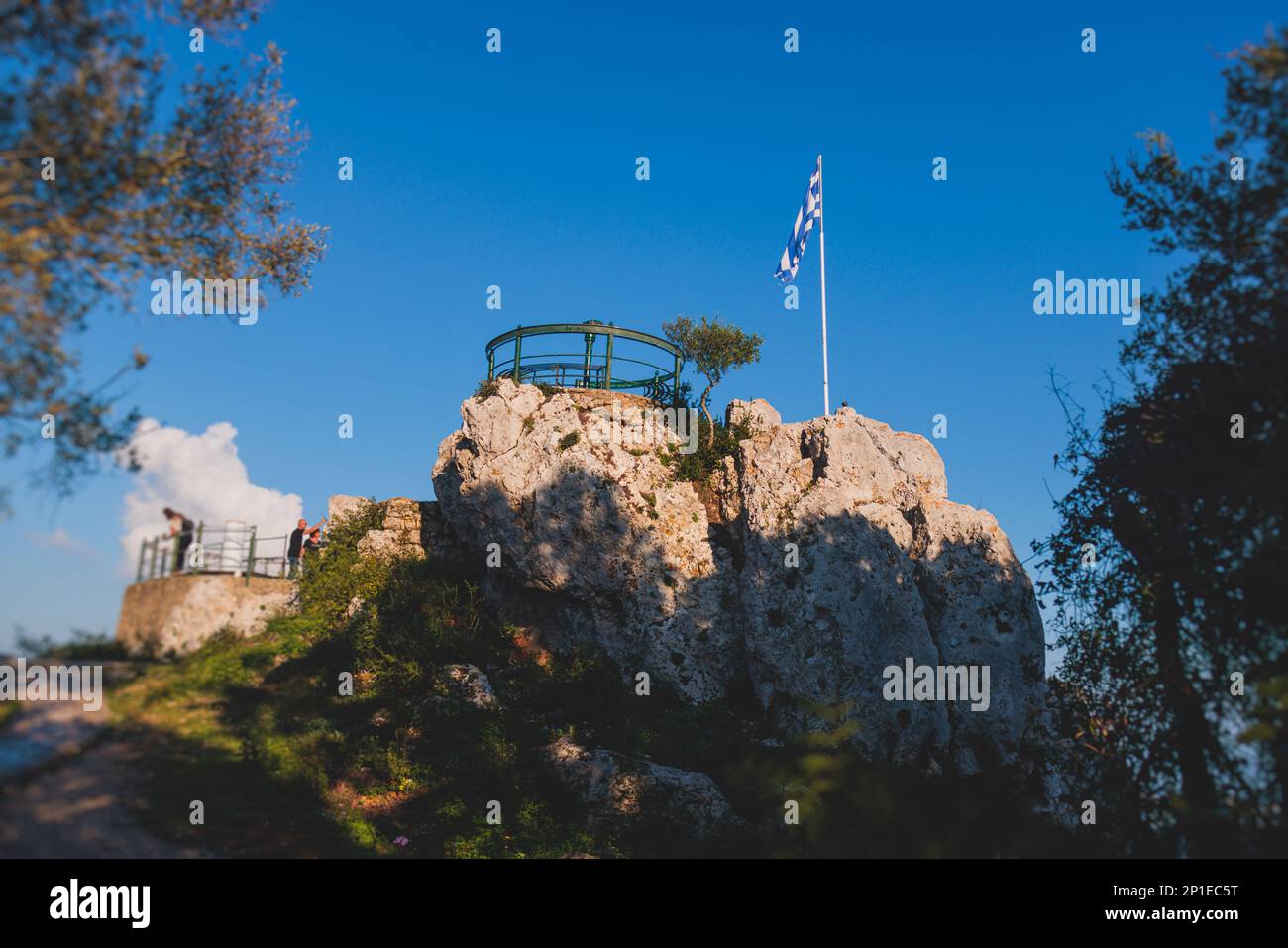 View of Kaiser's Throne observation deck lookout, Pelekas village ...