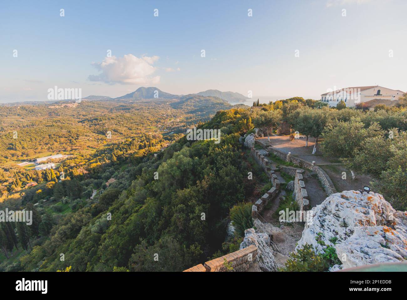 View of Kaiser's Throne observation deck lookout, Pelekas village ...