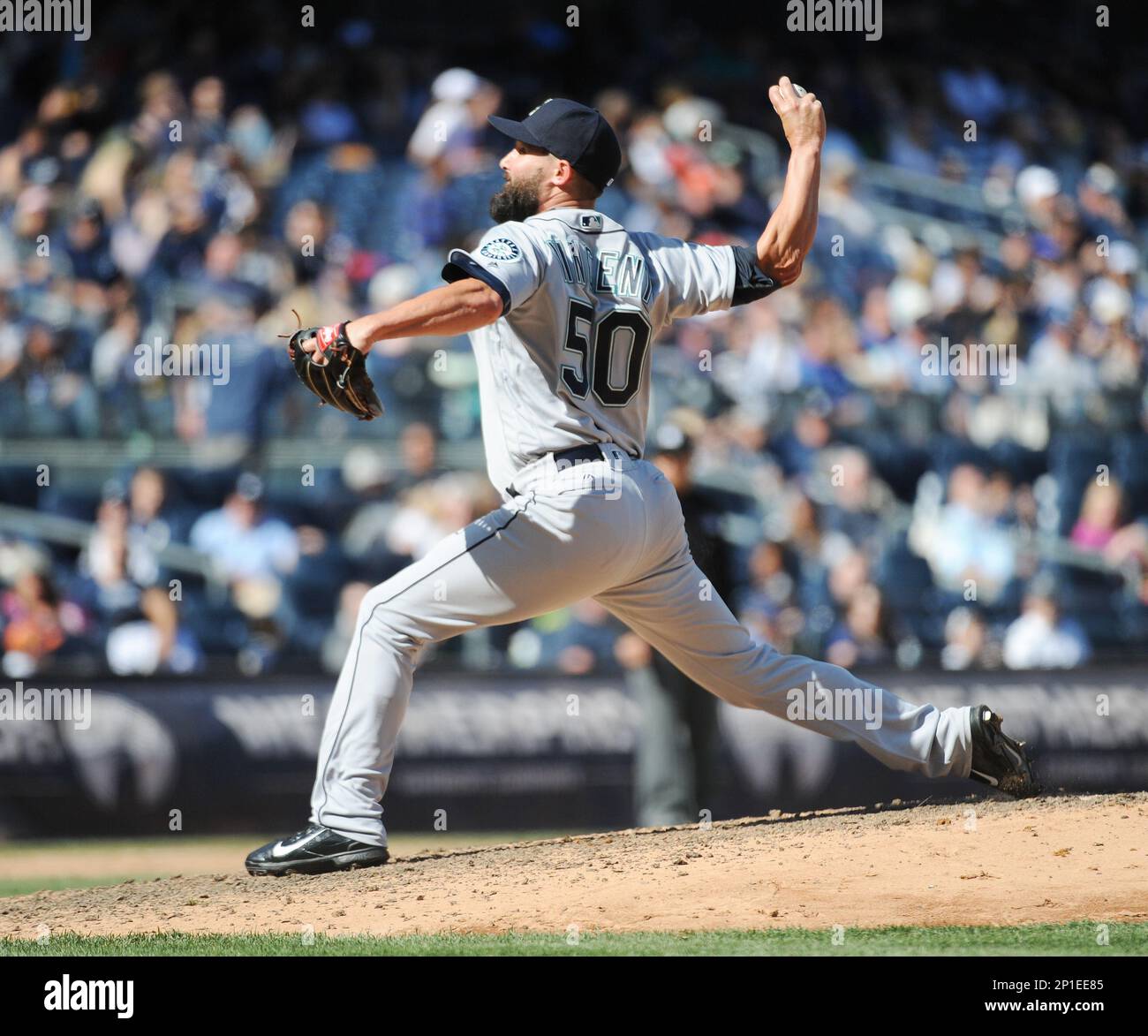 Seattle Mariners pitcher Nick Vincent (50) during game against the New ...