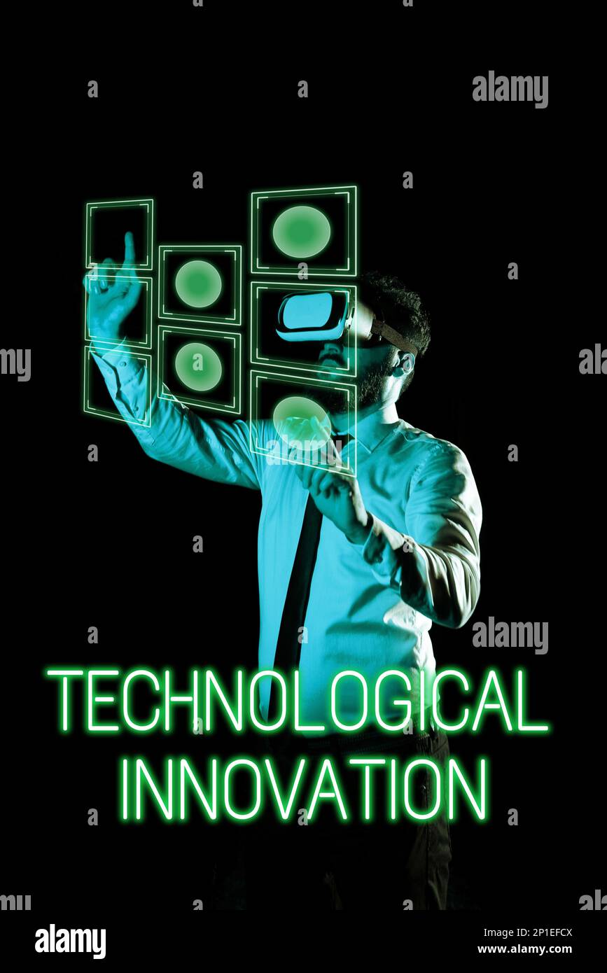 Conceptual caption Technological Innovation. Business overview New ...