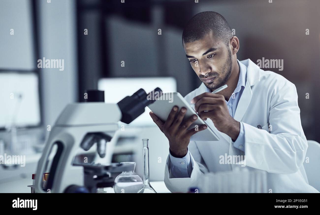 Announcing his findings to the world. Shot of a scientist recording his ...