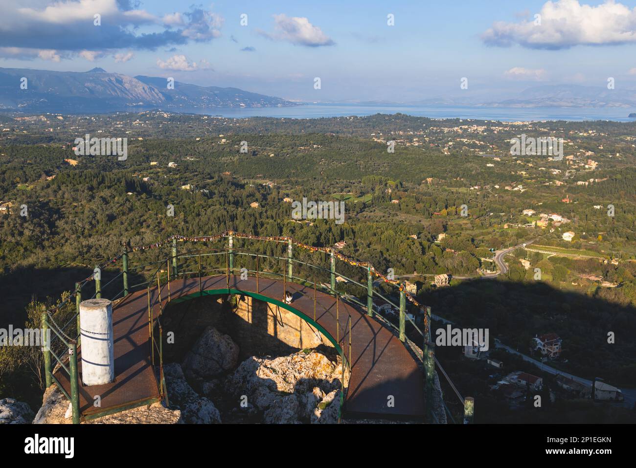 View of Kaiser's Throne observation deck lookout, Pelekas village ...