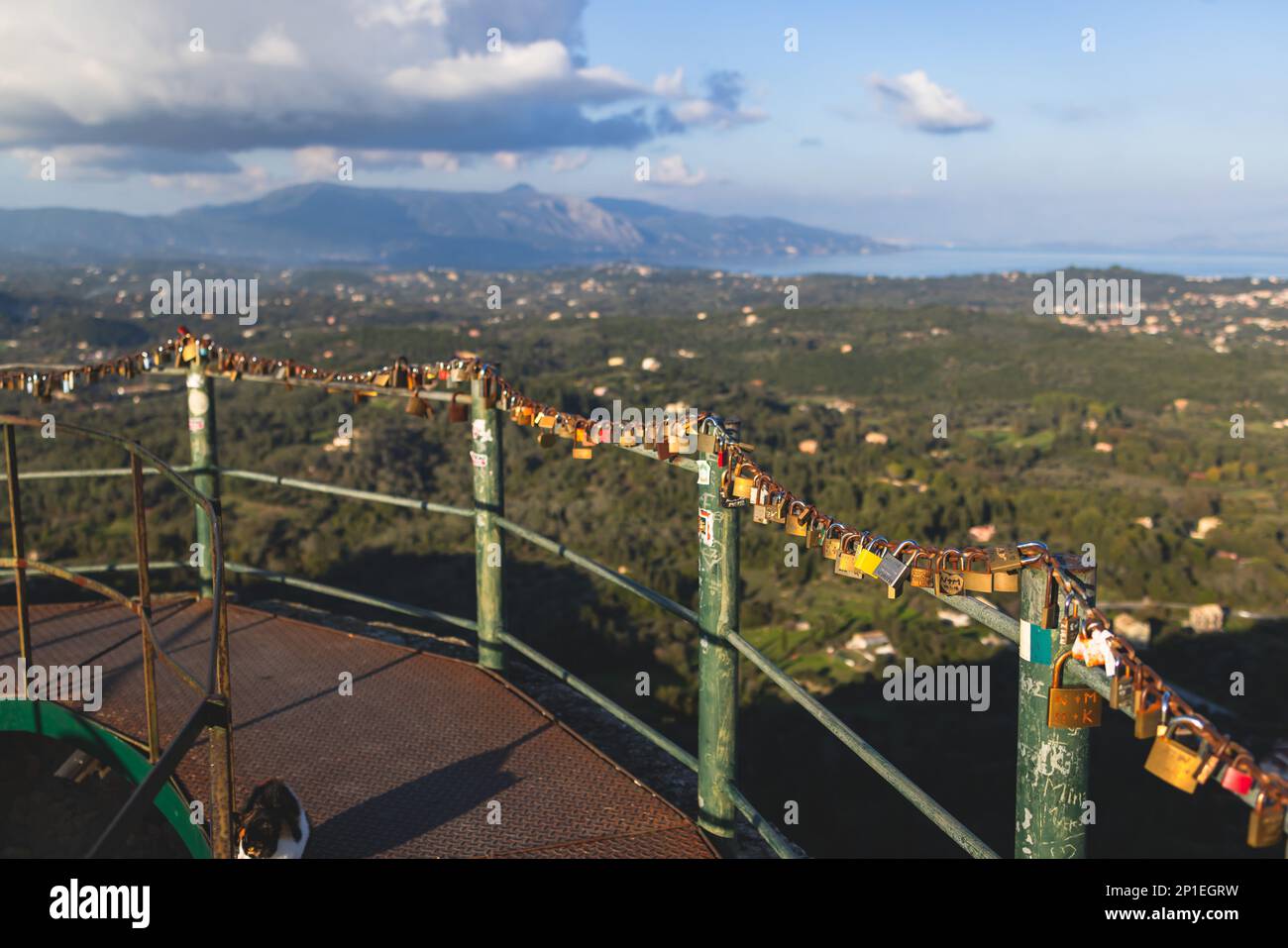 View of Kaiser's Throne observation deck lookout, Pelekas village ...