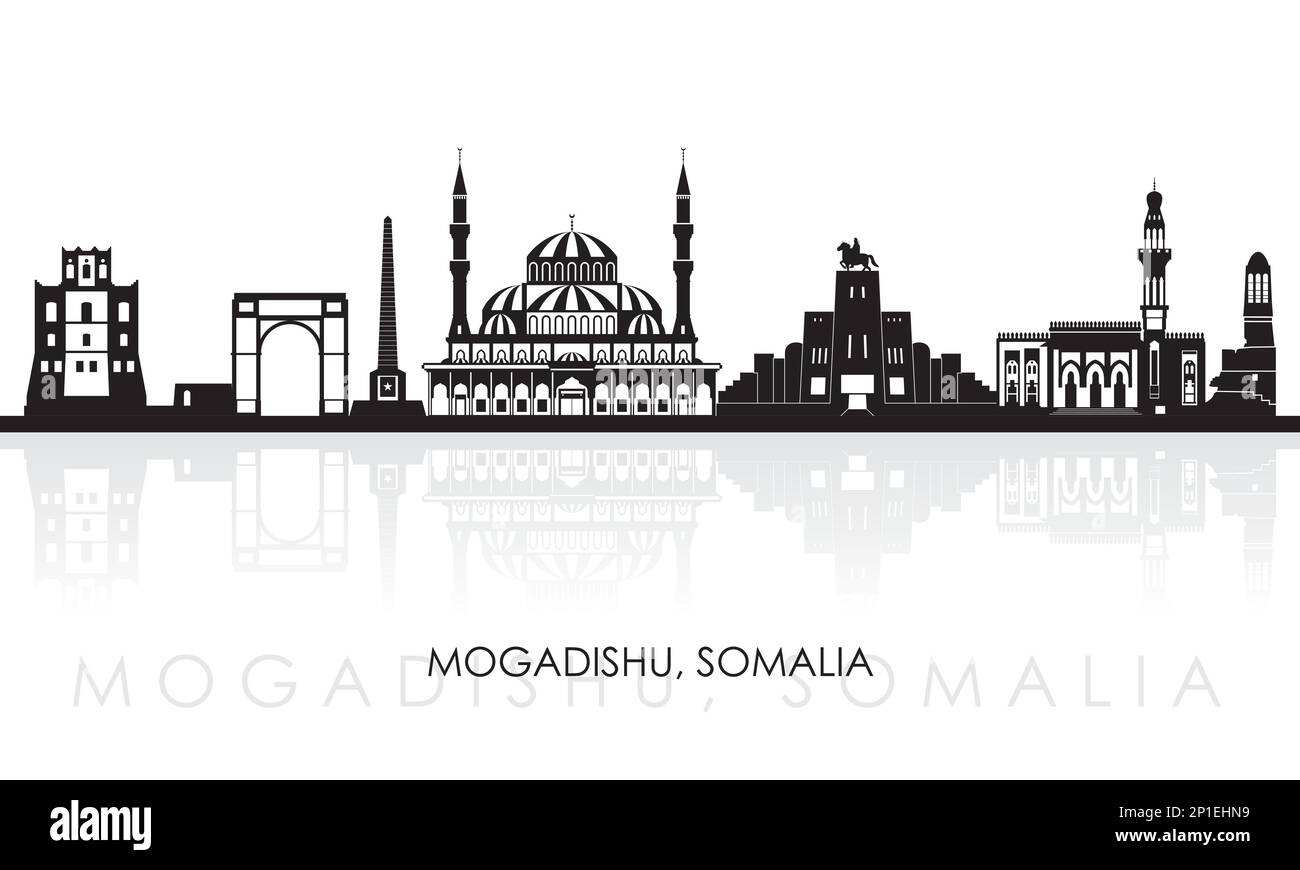 Silhouette Skyline panorama of city of Mogadishu, Somalia - vector ...