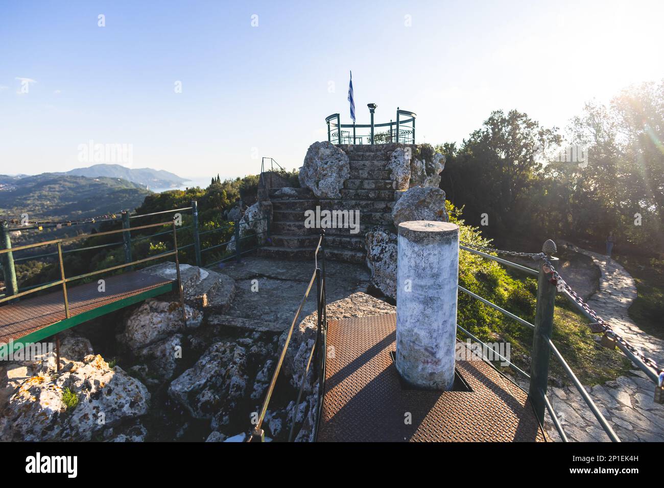 View of Kaiser's Throne observation deck lookout, Pelekas village ...