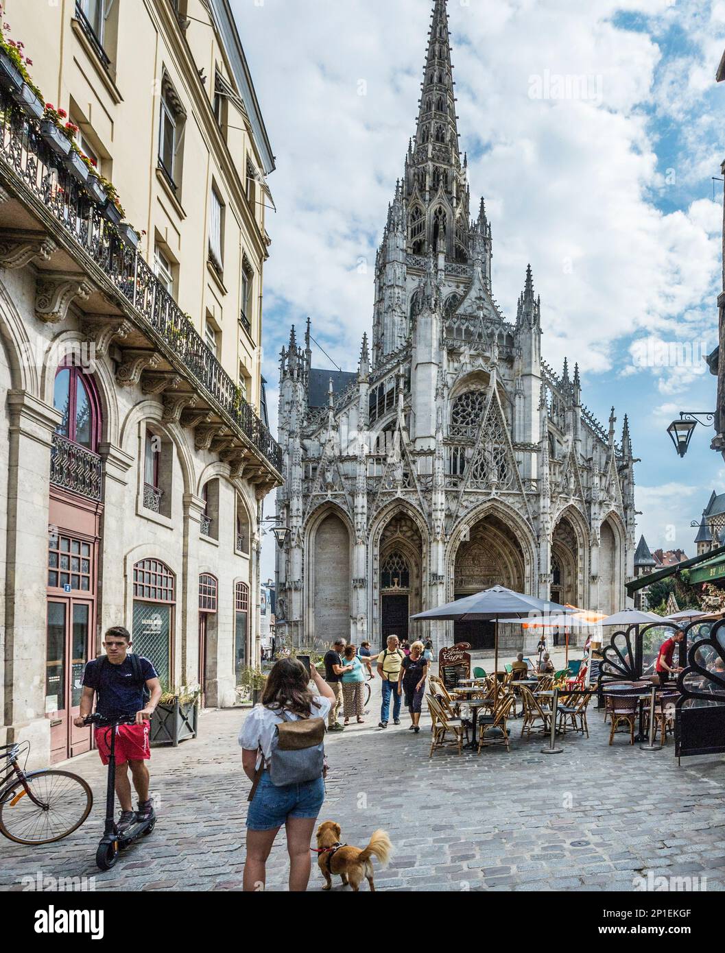 view of the flamboyant gothic St. Maclou Catholic Church and Place ...