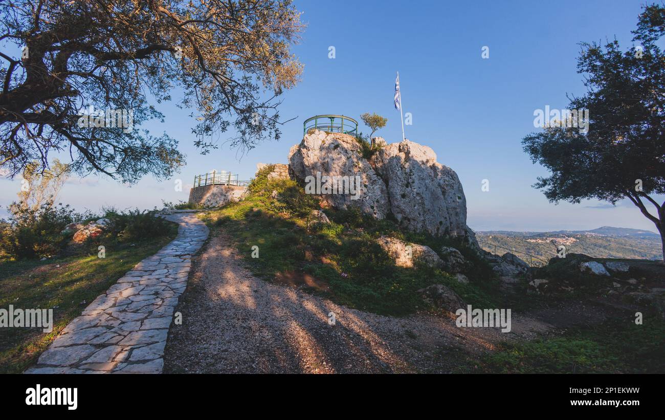 View of Kaiser's Throne observation deck lookout, Pelekas village ...