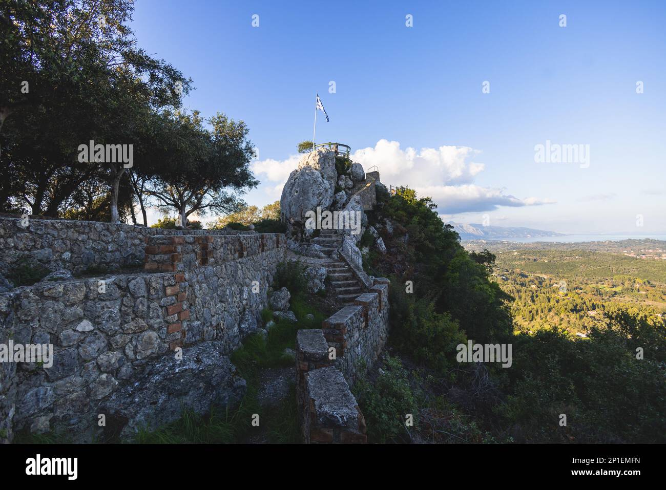 View of Kaiser's Throne observation deck lookout, Pelekas village ...