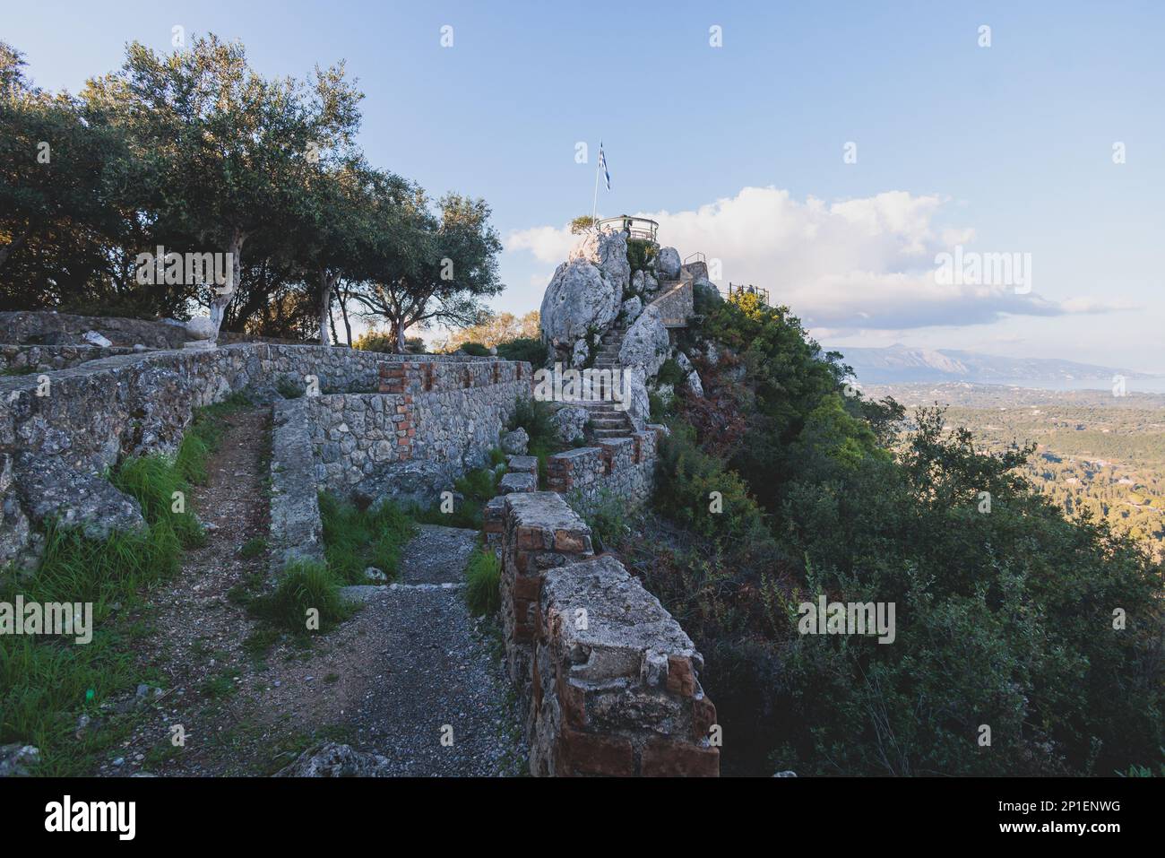 View of Kaiser's Throne observation deck lookout, Pelekas village ...