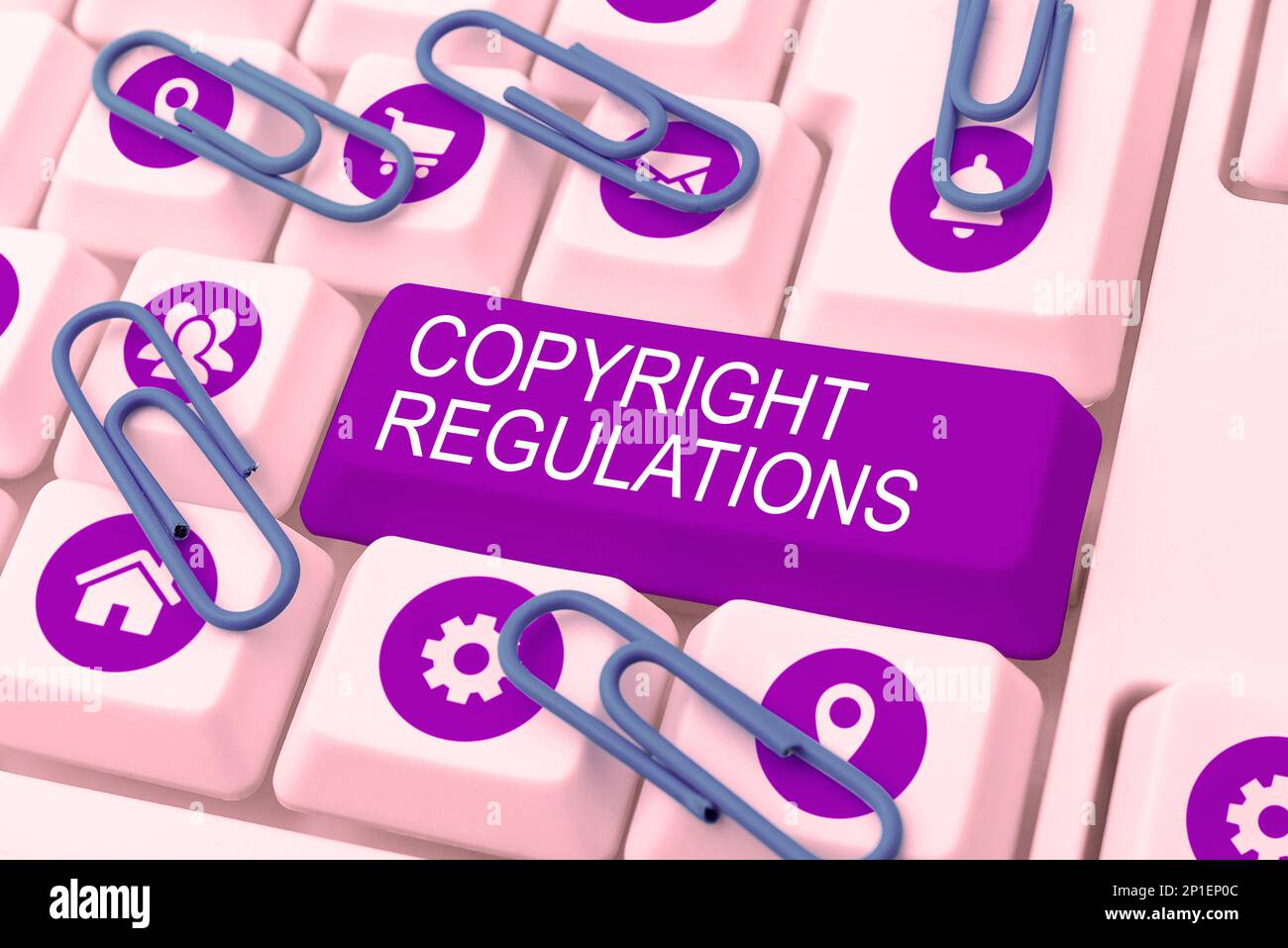 Sign displaying Copyright Regulations. Business concept body of law ...