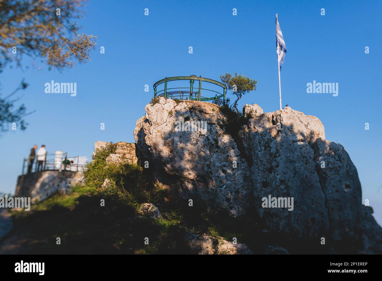 View of Kaiser's Throne observation deck lookout, Pelekas village ...