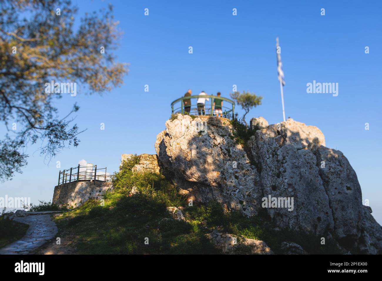 View of Kaiser's Throne observation deck lookout, Pelekas village ...