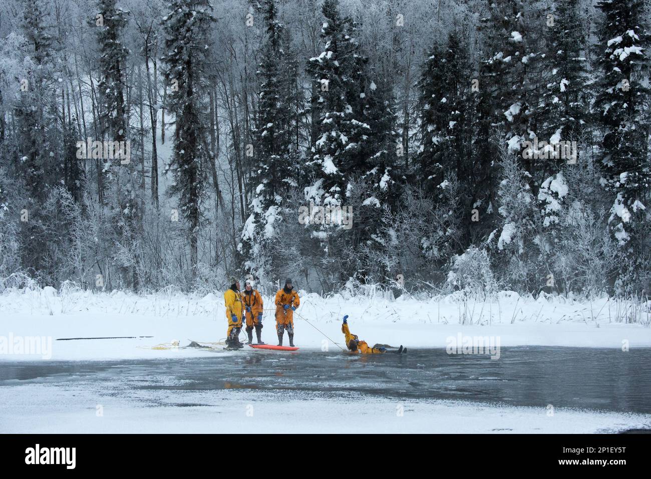 U.S. Air Force fire protection specialists assigned to the 673d Civil ...