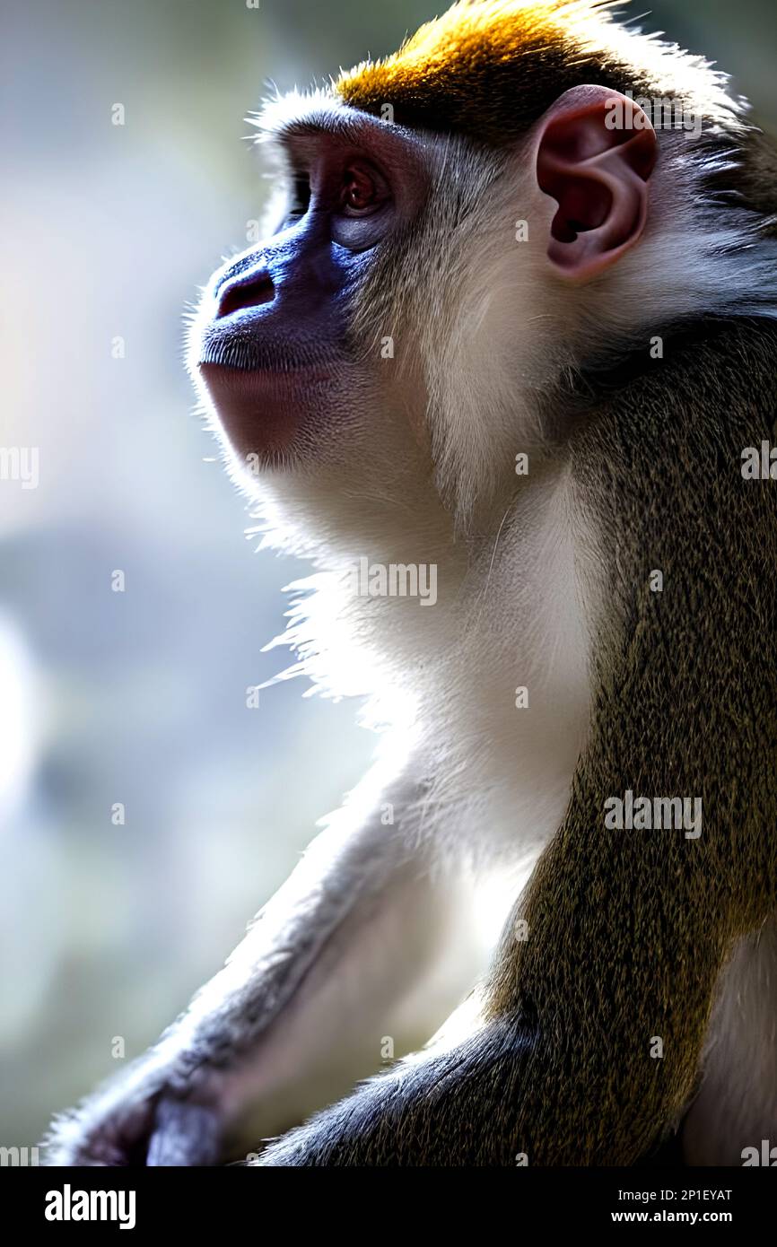 Portrait a monkey , wildlife animal mammal face forest Stock Photo - Alamy