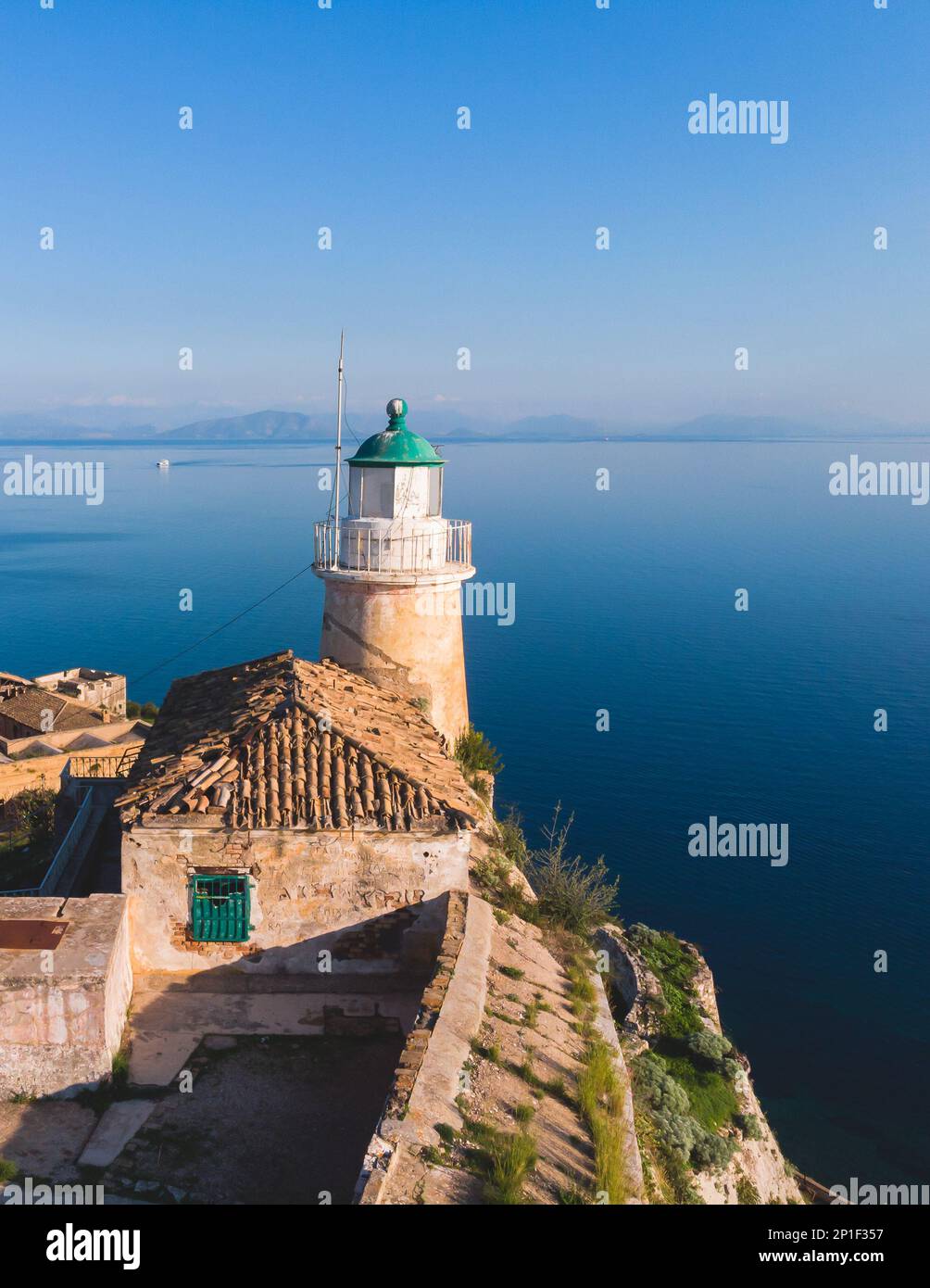 Aerial panoramic drone view of Old Venetian Fortress of Corfu, Palaio ...
