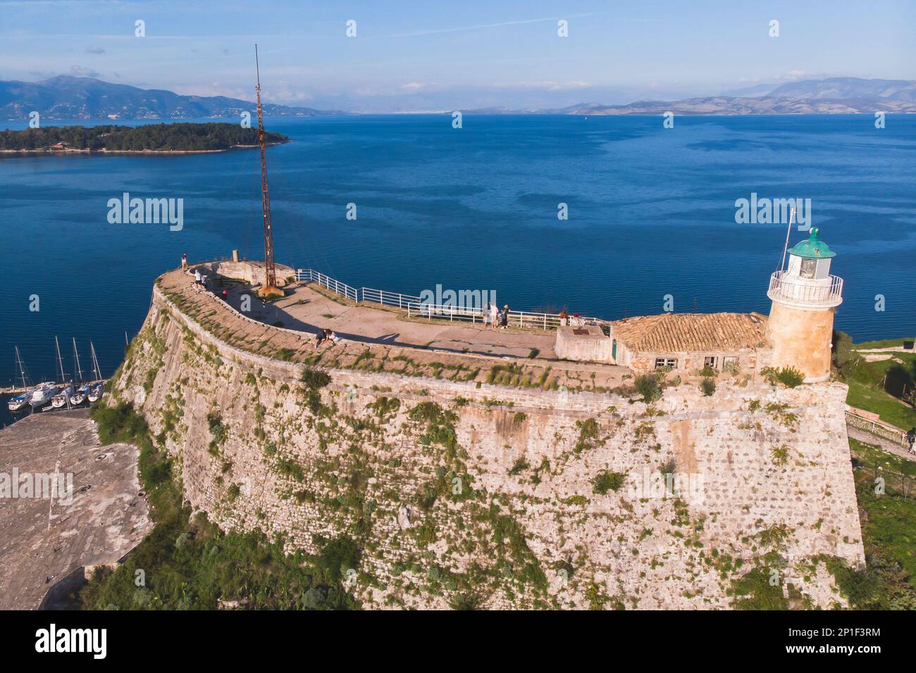 Aerial panoramic drone view of Old Venetian Fortress of Corfu, Palaio ...